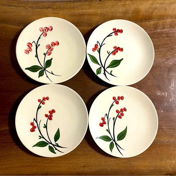 Vintage | Dining | 4 Vintage Hand Painted Blue Ridge Salad Plates 6 2 ...